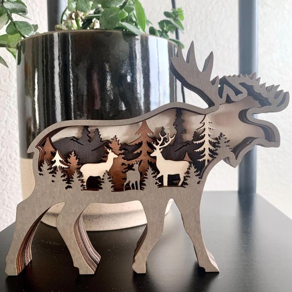 handcrafted | Accents | Alaskan Moose Bull Northwoods Wood Animal ...